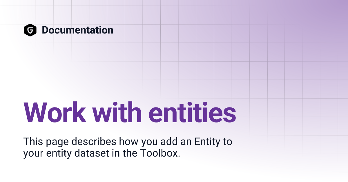 Work with entities | Documentation